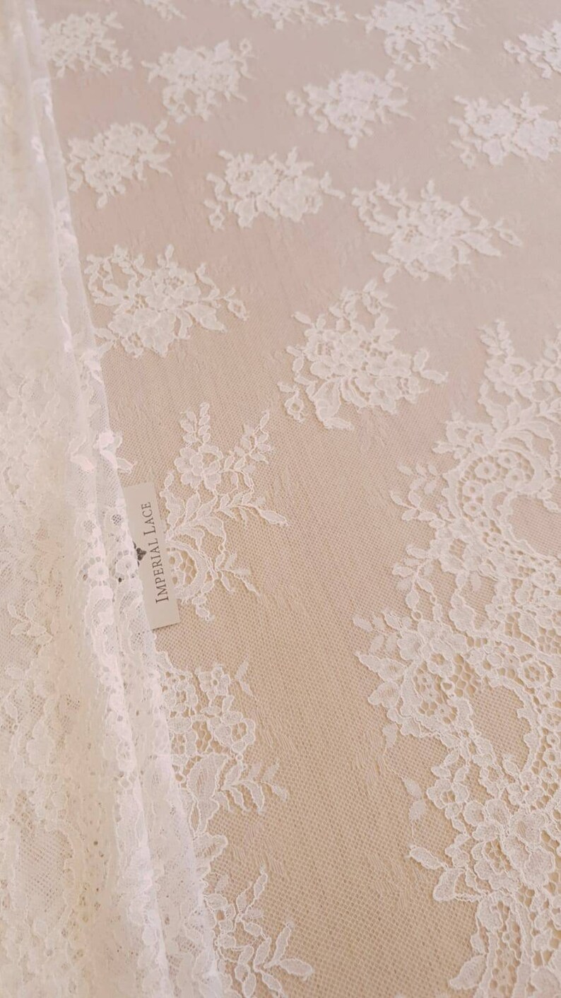 Off white lace fabric Embroidered lace French Lace Wedding | Etsy