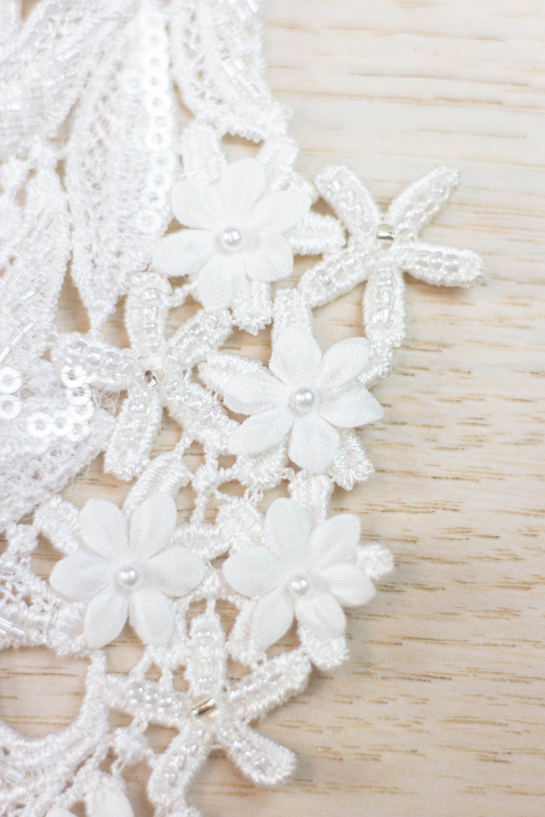 Ivory Lace Applique, Lace Motif, Lace Applique, Bridal Lace Fabric ...