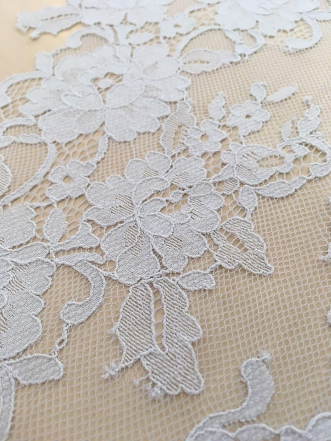 Gray lace Trim Alencon Lace French Lace trim Bridal lace | Etsy