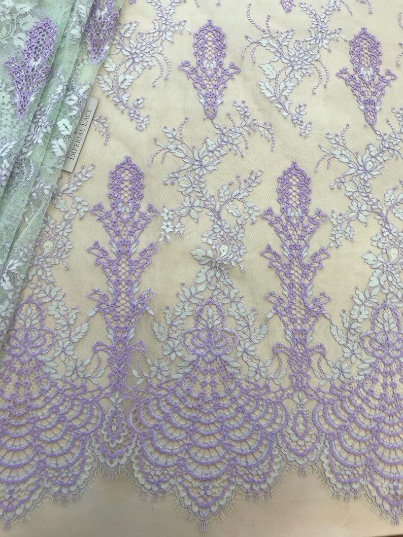 Purple Lace Fabric Embroidered Lace French Lace Bridal - Etsy