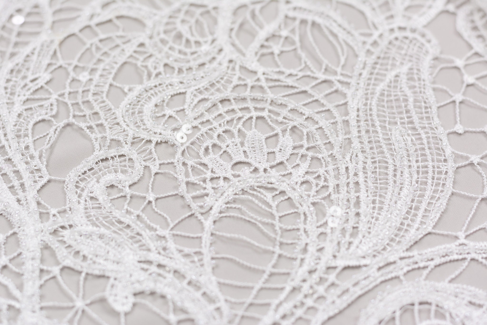 Tejido de encaje blanco tela de encaje con cuentas 3D | Etsy