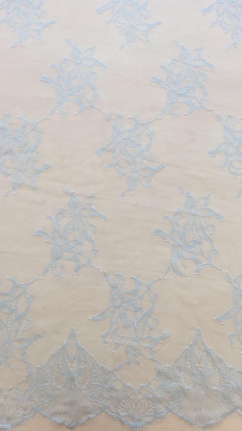 Light Blue Lace Fabric French Lace Blue Chantilly Lace | Etsy