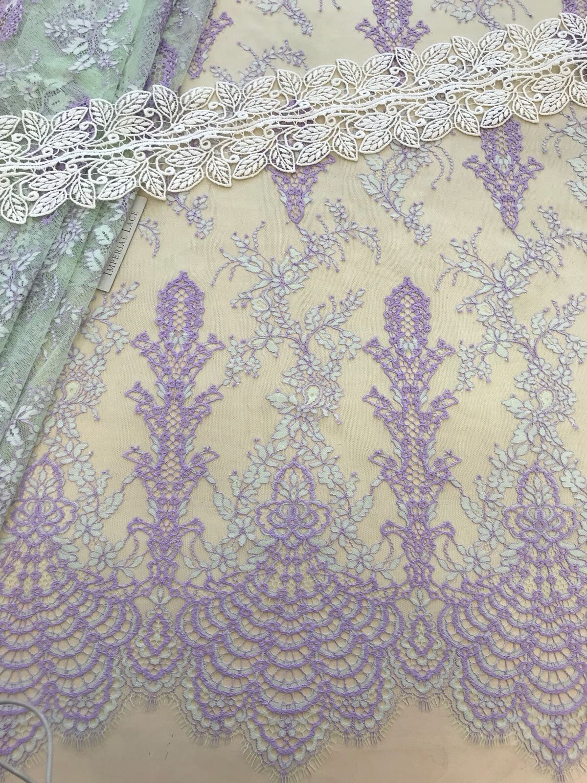 Purple Lace Fabric Embroidered Lace French Lace Bridal - Etsy