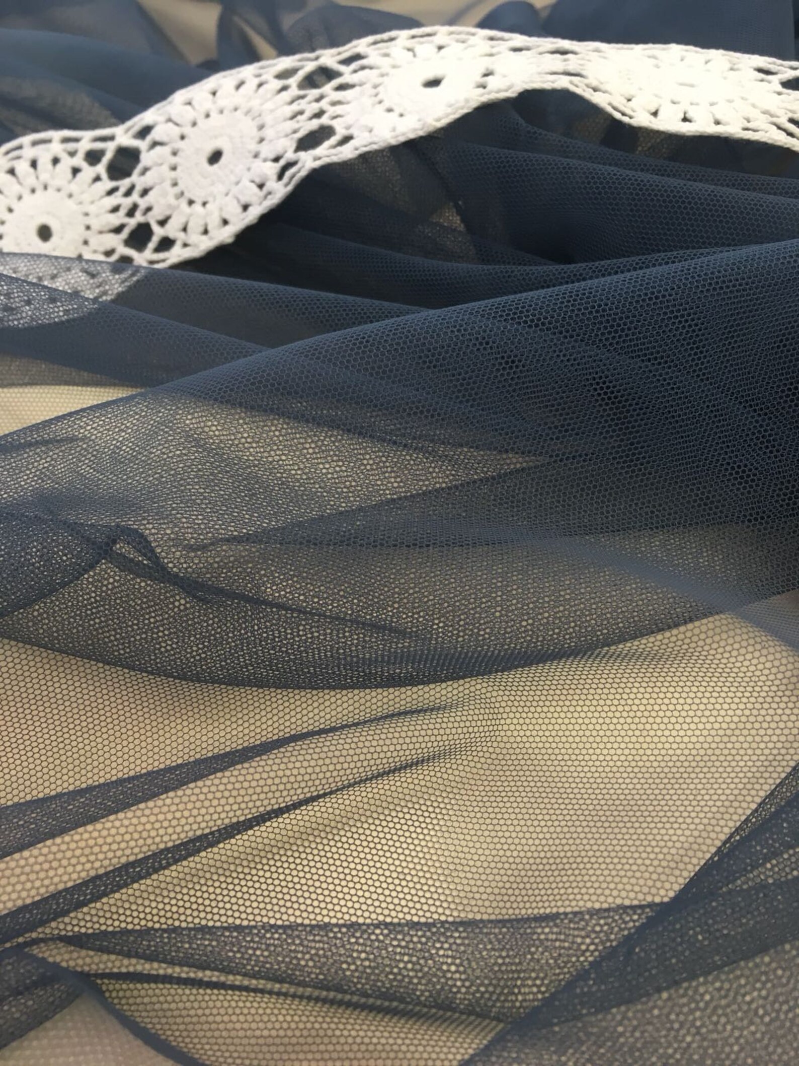 Gray Blue Tulle Fabric Lingerie Blue Net Blue Net Fabric - Etsy