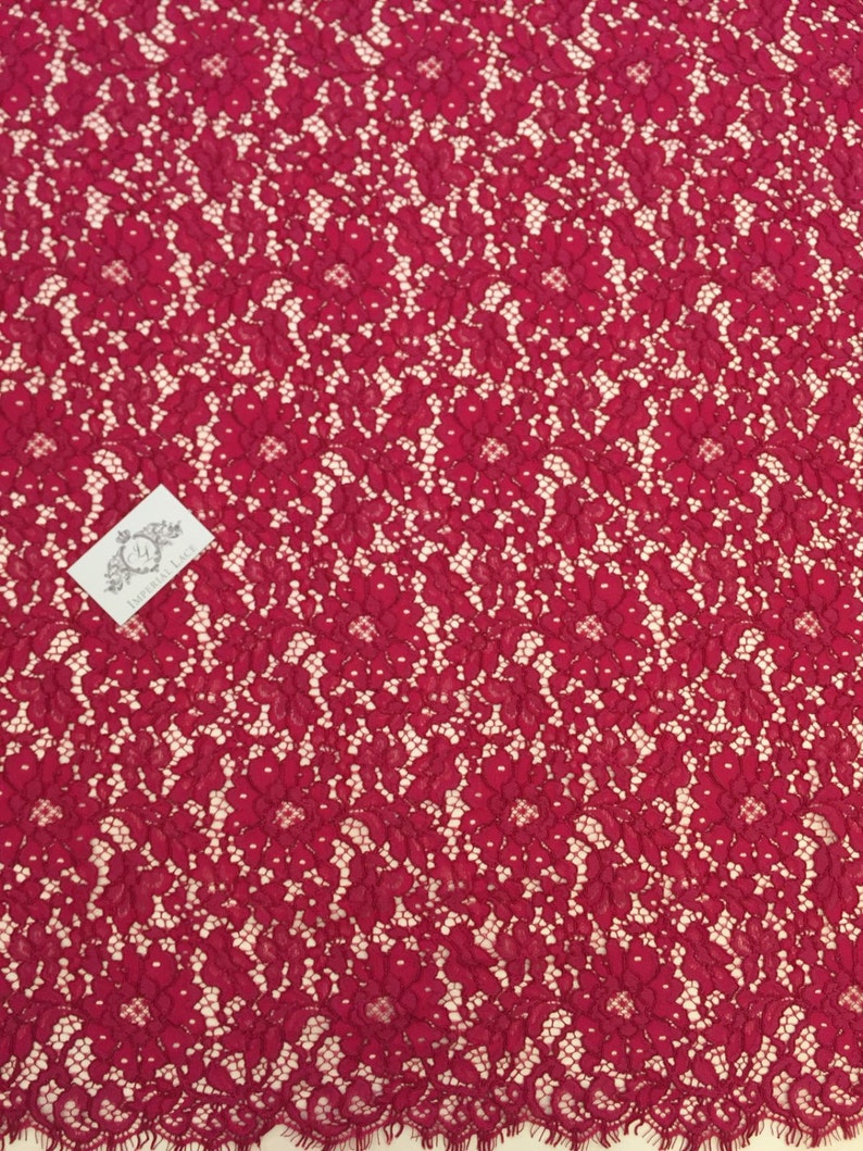 Red lace fabric Lace fabric boho lace fabric Alencon lace | Etsy