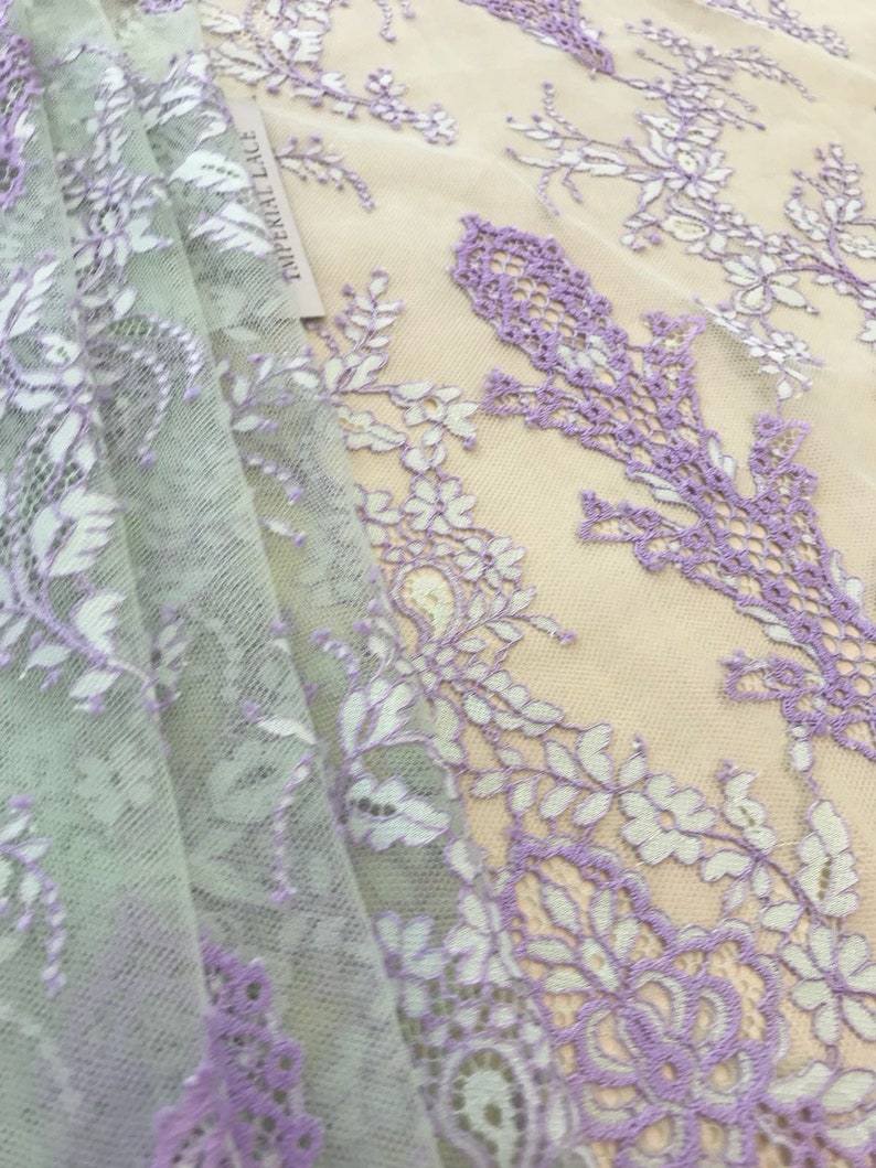 Purple Lace Fabric Embroidered Lace French Lace Bridal - Etsy
