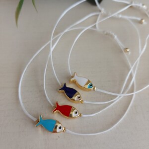 Enamel Fish Bracelet, Fish Jewelry, Fish Charm Jewelry, Luck Fish ...