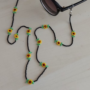 Sunflower Eyeglass Chain, Sunflower Sunglasses Necklace, Beaded ...