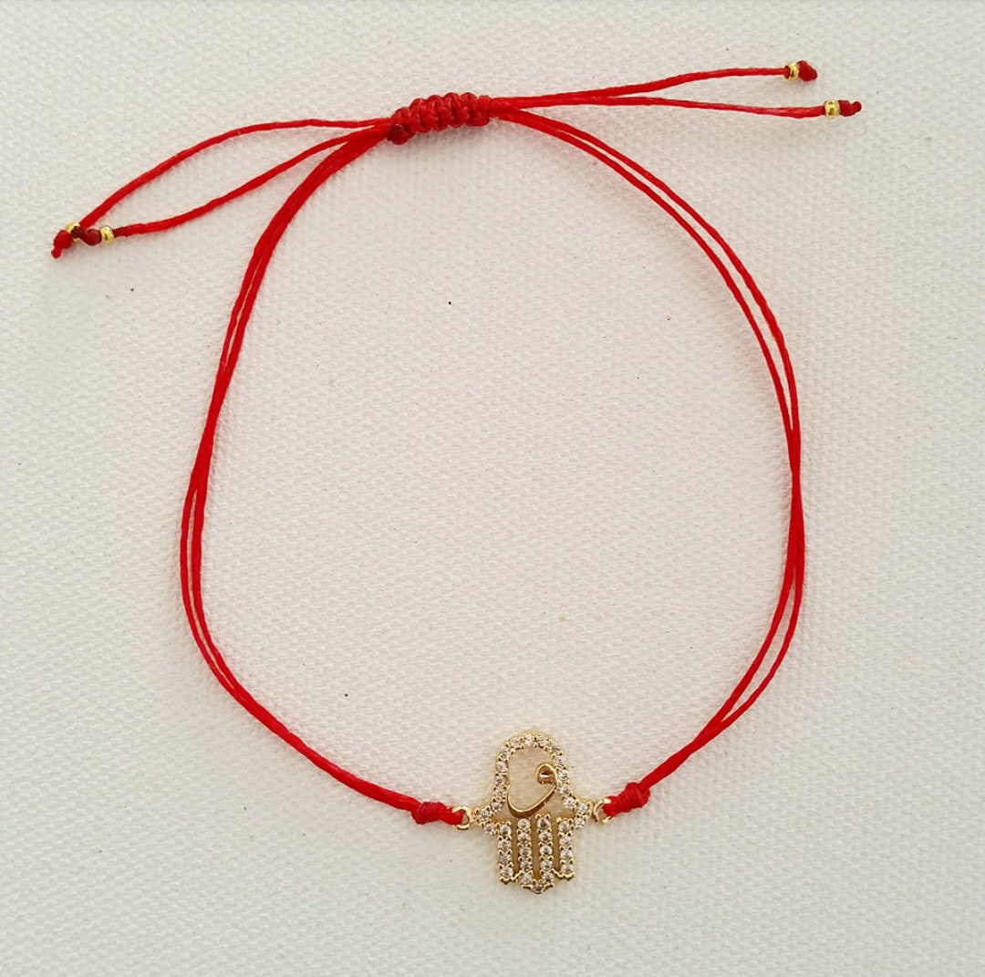 Red String Hamsa Hand Bracelet: Gold Plated Islamic Jewelry, Friendship ...