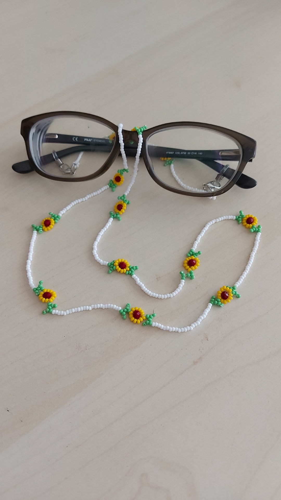 Sunflower Eyeglass Chain: Beaded Sunglasses Necklace, Glasses Jewelry ...