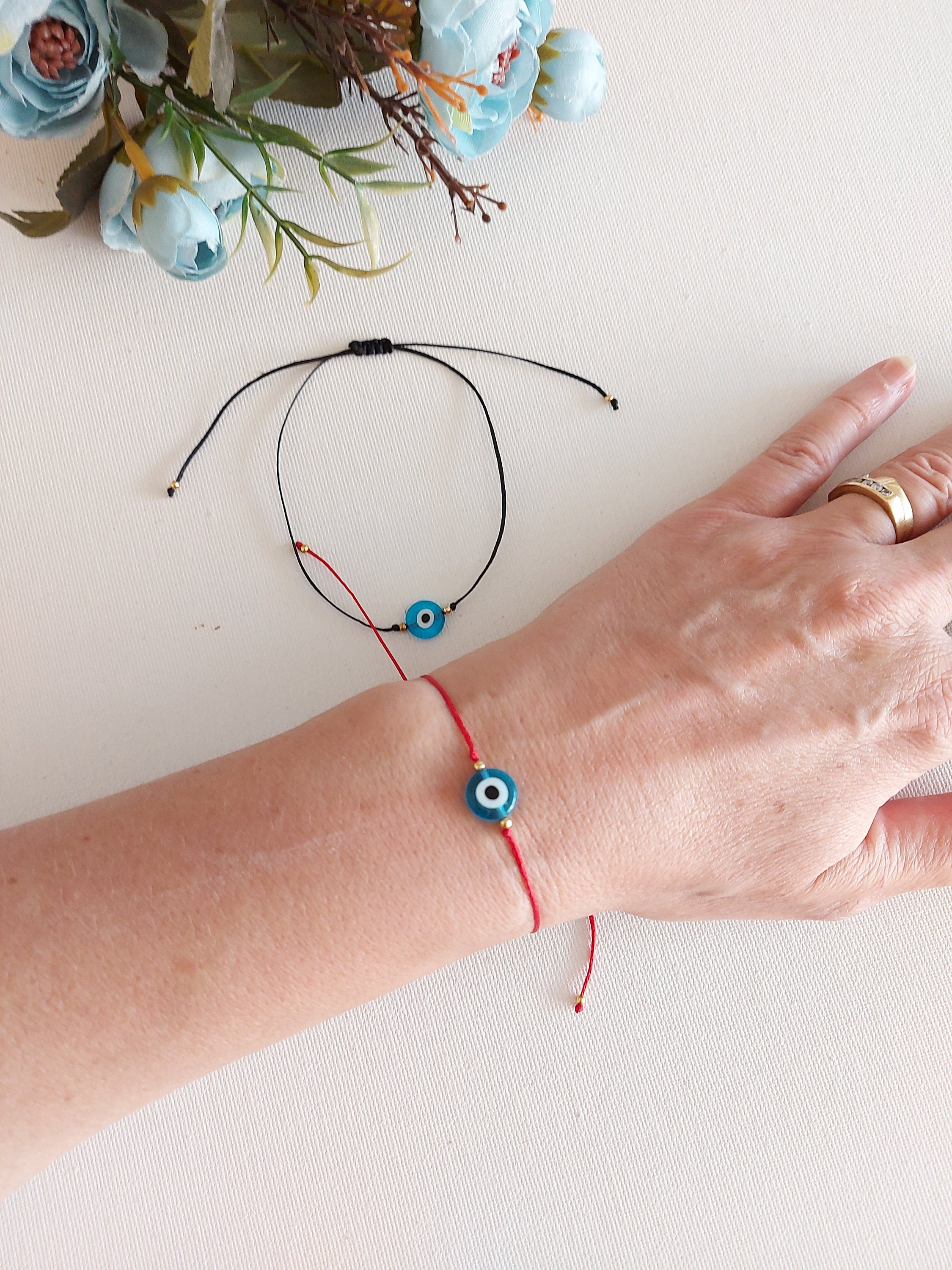 Red Bracelet Evil Eye Bracelet Black String Bracelet Charm - Etsy Canada