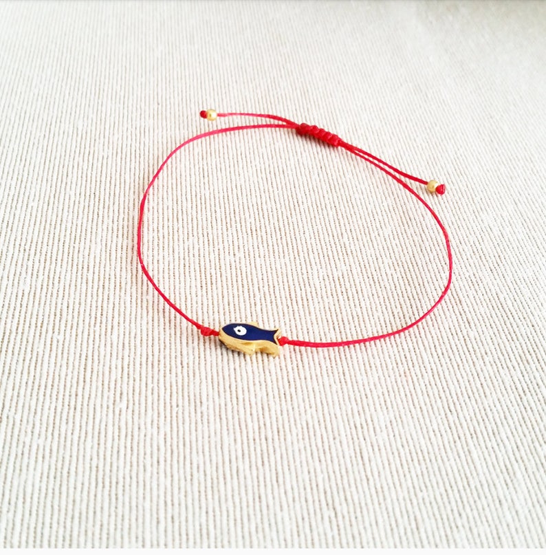 Red Bracelet Fish Braceletevil Eye Bracelet Tiny Bracelet - Etsy