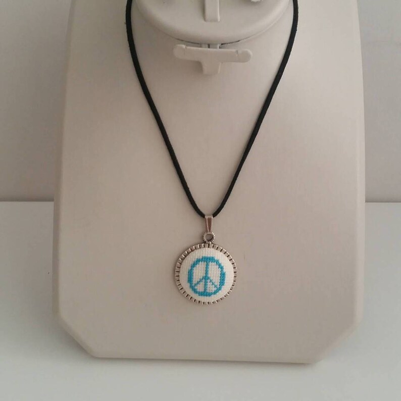 Cross Stitch Necklace Cross Stitch Pendant Peace Cross - Etsy