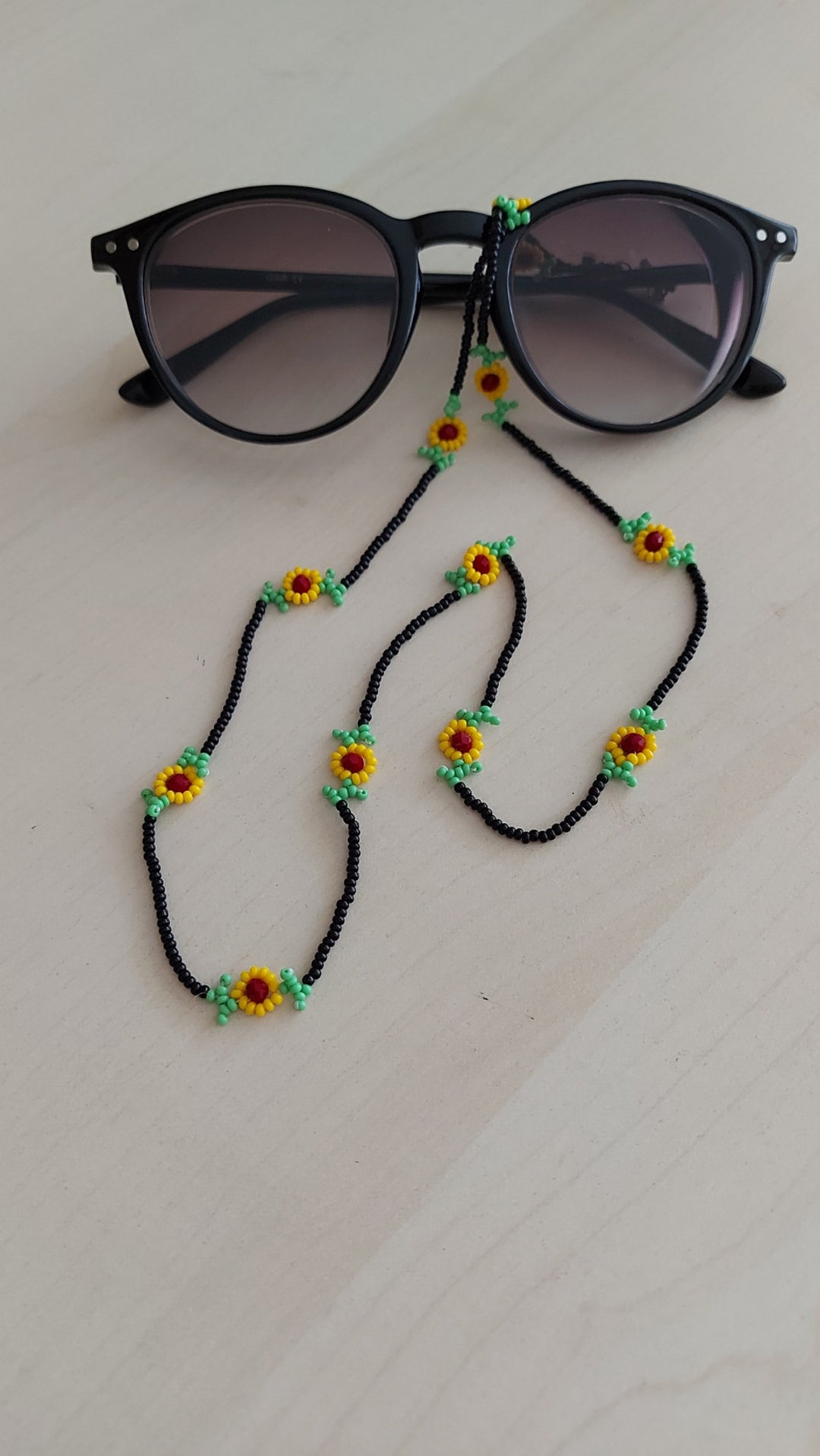 Sunflower Eyeglass Chain, Sunflower Sunglasses Necklace, Beaded ...