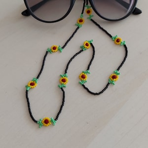 Sunflower Eyeglass Chain, Sunflower Sunglasses Necklace, Beaded ...