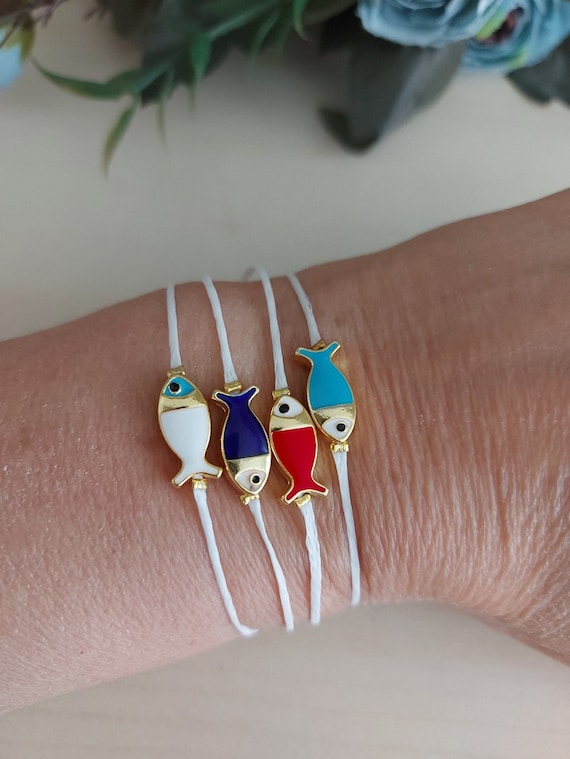 Enamel Fish Bracelet Fish Jewelry Fish Charm Jewelry Luck - Etsy