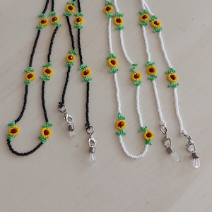 Sunflower Eyeglass Chain, Sunflower Sunglasses Necklace, Beaded ...