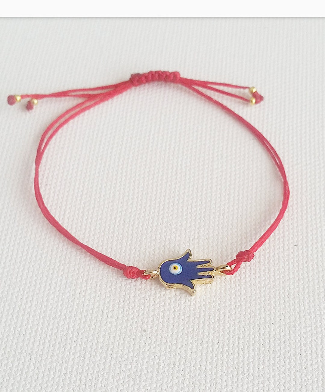 Red Hamsa Hand Bracelet: Evil Eye Charm, Adjustable Friendship Jewelry ...