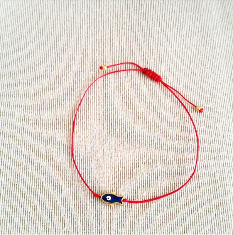 Red Bracelet Fish Braceletevil Eye Bracelet Tiny Bracelet - Etsy