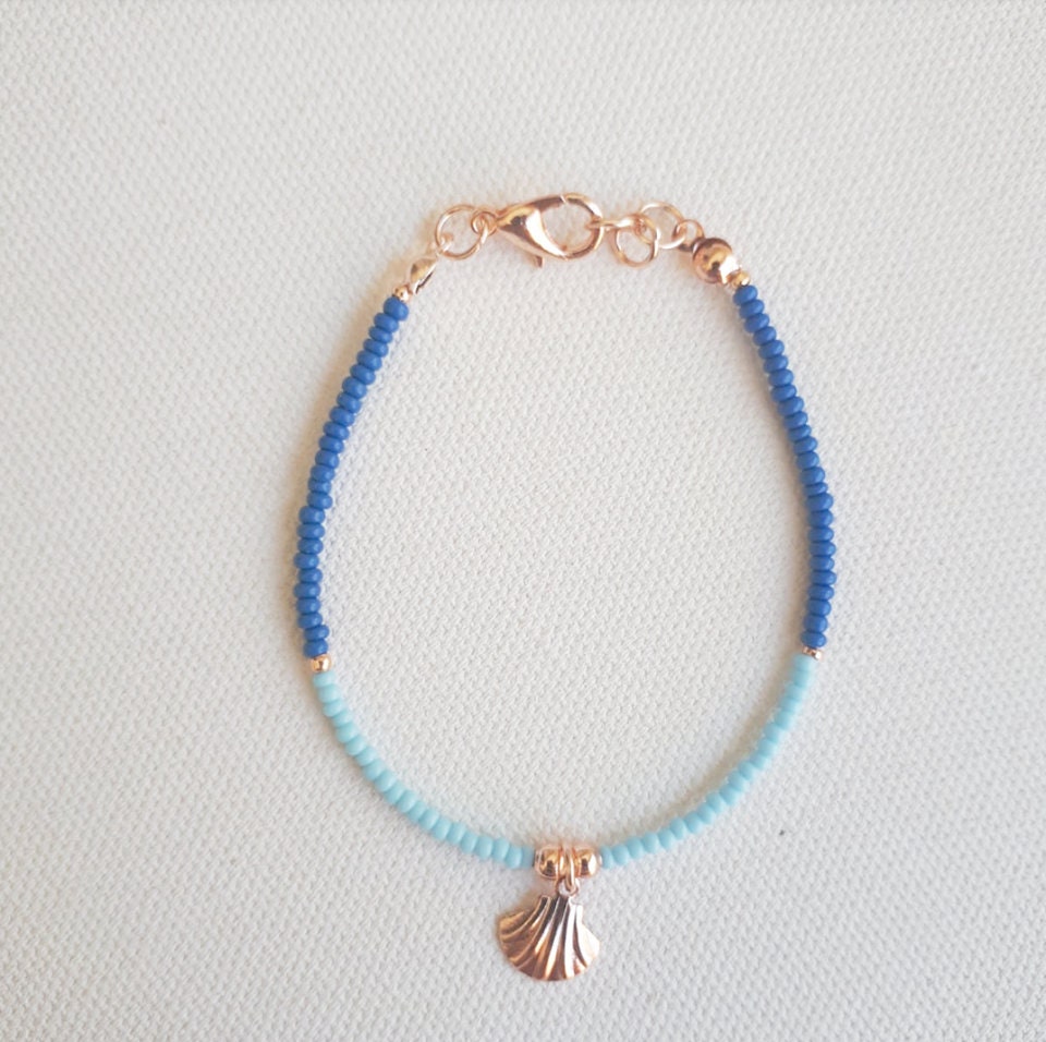 Beaded Bracelet, Seashell Bracelet, Blue Bracelet, Minimal Bracelet ...