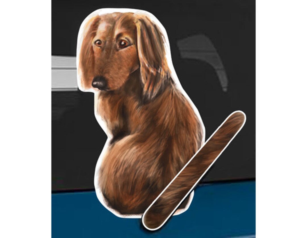 Long Hair Daschund Dog Rear Window Wiper Wagging Tail Sticker - Etsy