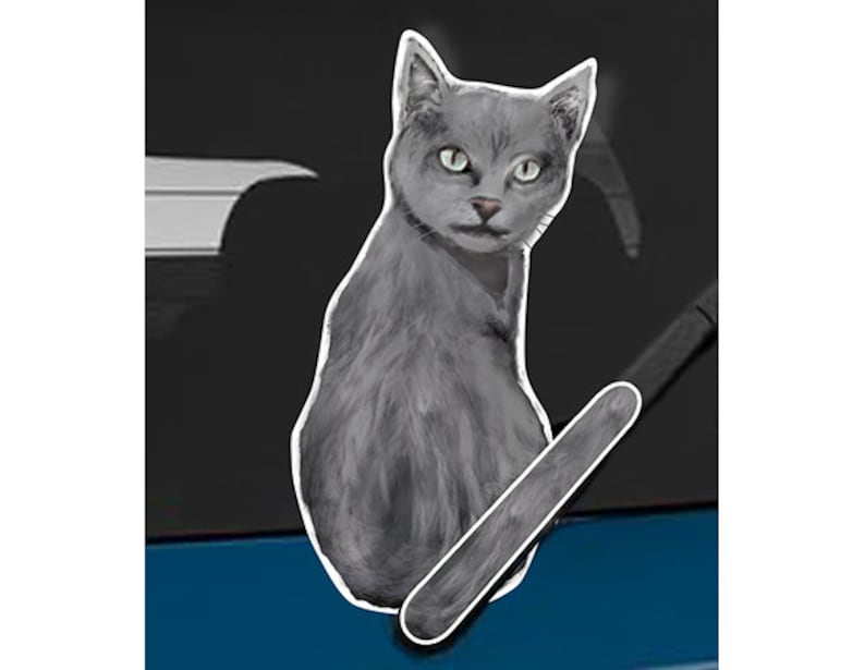 Gray Grey Cat Rear Window Wiper Wagging Tail Sticker - Etsy