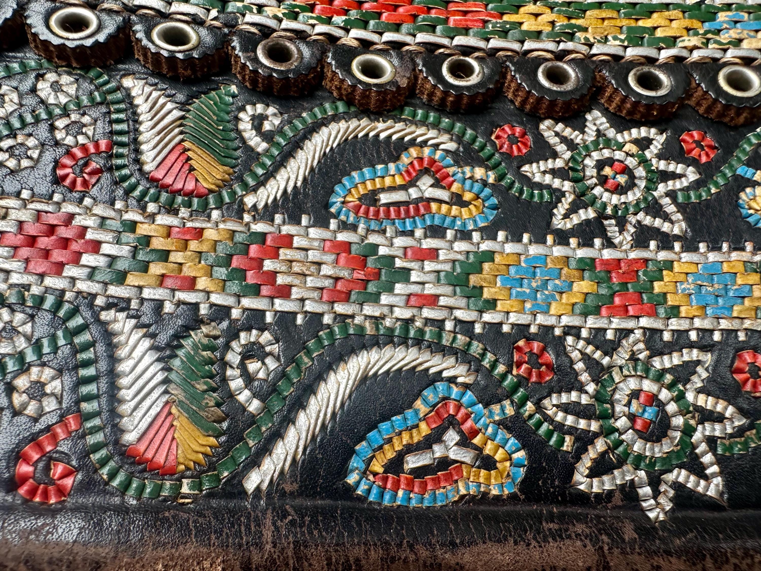 Antique/vintage Heavy Handtooled Leather Metal Embroidery Woven ...