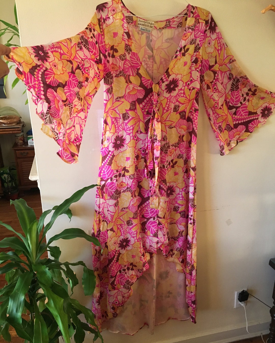 Vintage 1960s Sandy Cole “namaste” Indian Pure Silk Maxi Dress.stunning ...