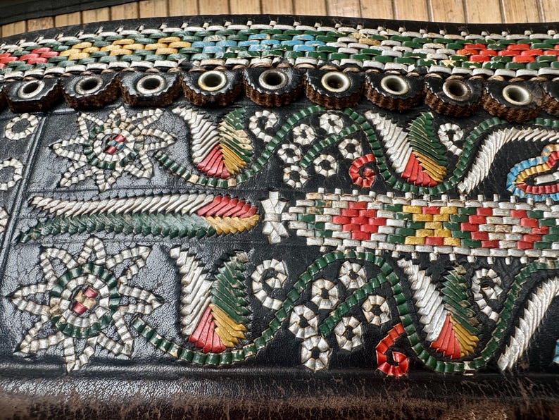 Antique/vintage Heavy Handtooled Leather Metal Embroidery Woven ...