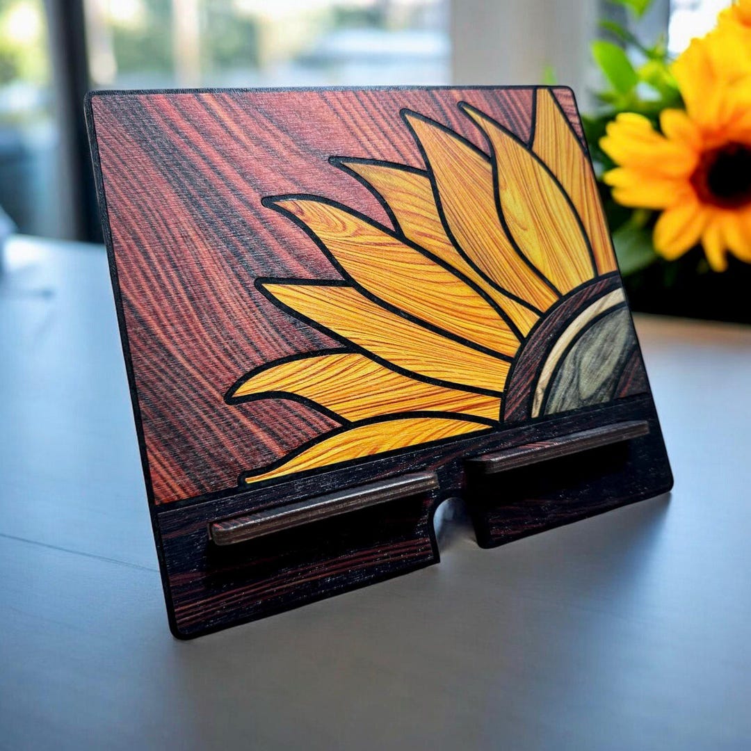 Wood Inlay Sunflower Design Tablet/phone Stand - Etsy