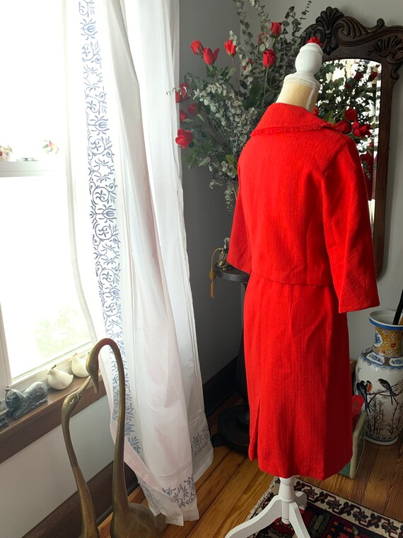 60s Red Suit, 60s Red Wool Suit, Size Small 60s Dress… - Gem