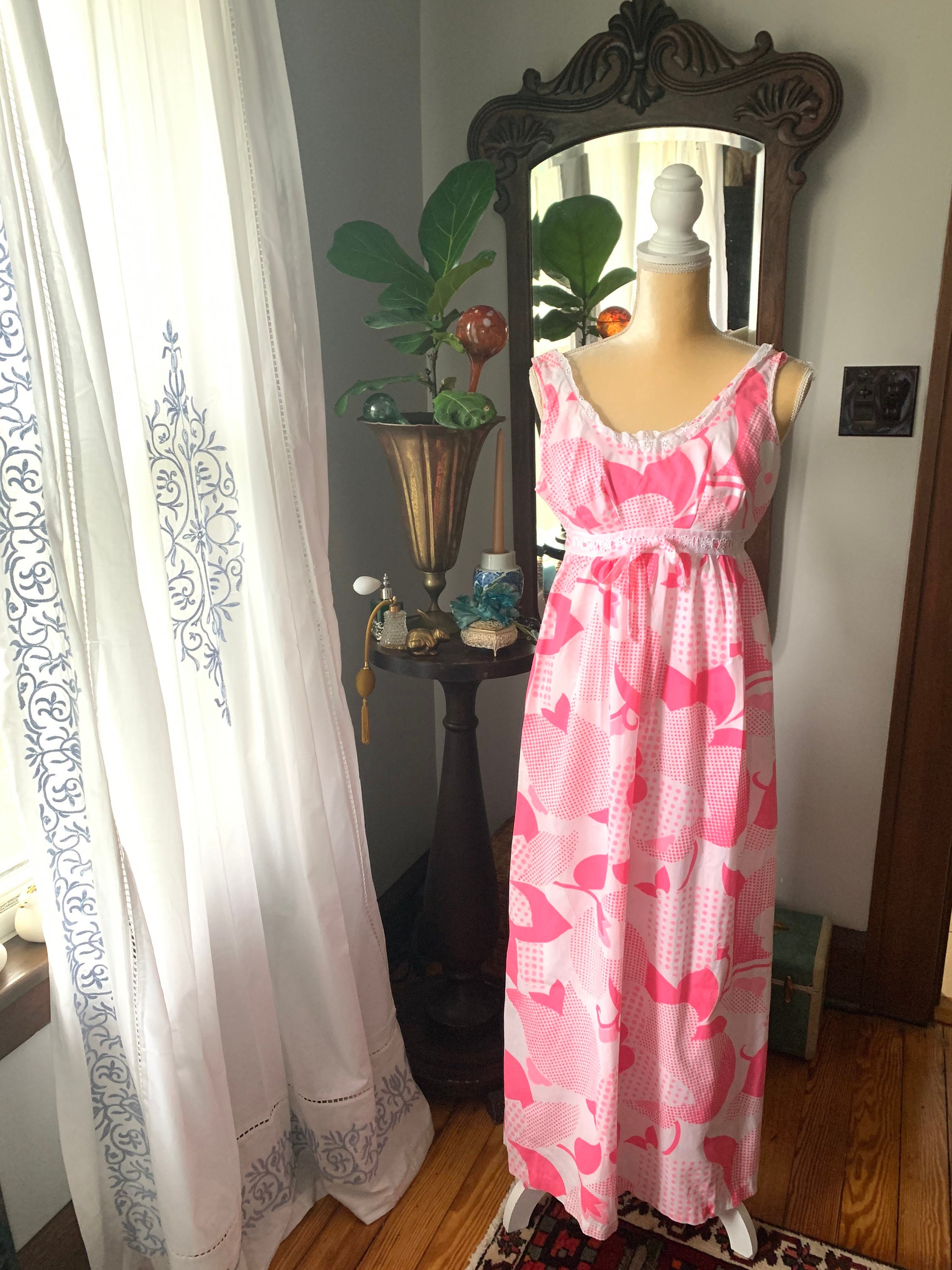 60s Suzy Star Nightgown Psychedelic Pink Dress Vintage Pink | Etsy