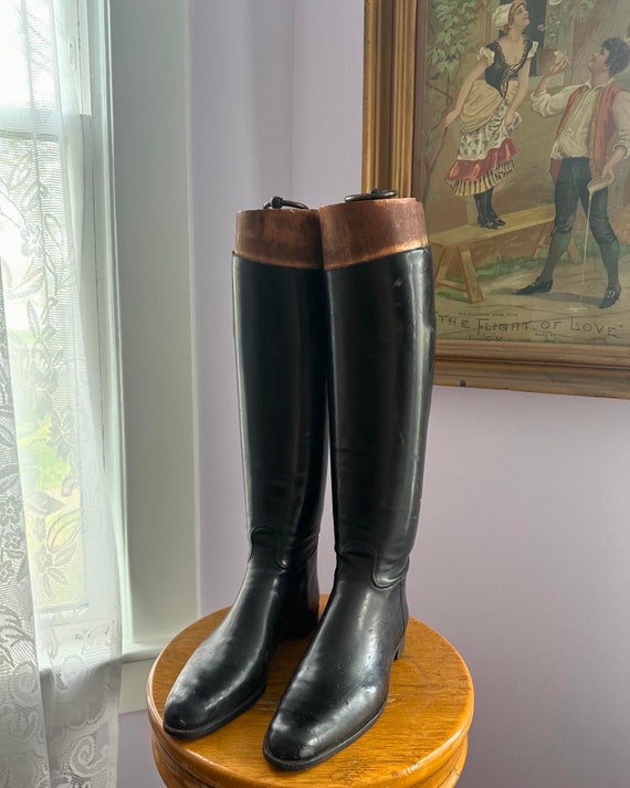 Antique Riding Boots With Wooden Boot Trees, Victoria… - Gem