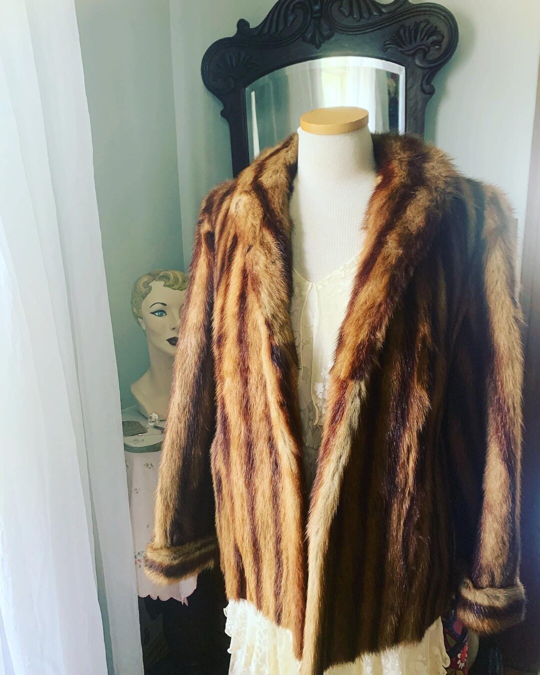 Vintage Striated Mink Coat, 1940s Striped Mink Coat, Vintage Fur Jacket ...