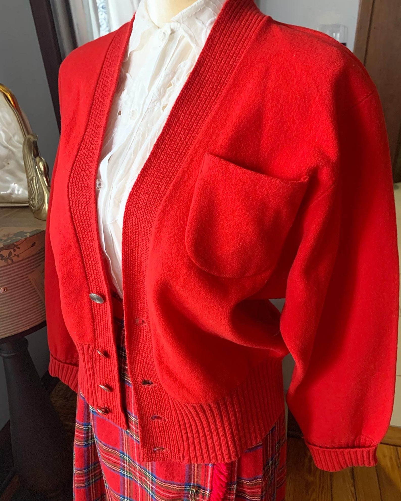 50s Red Rugby Cardigan Vintage Red Mens Cardigan 40s Red - Etsy