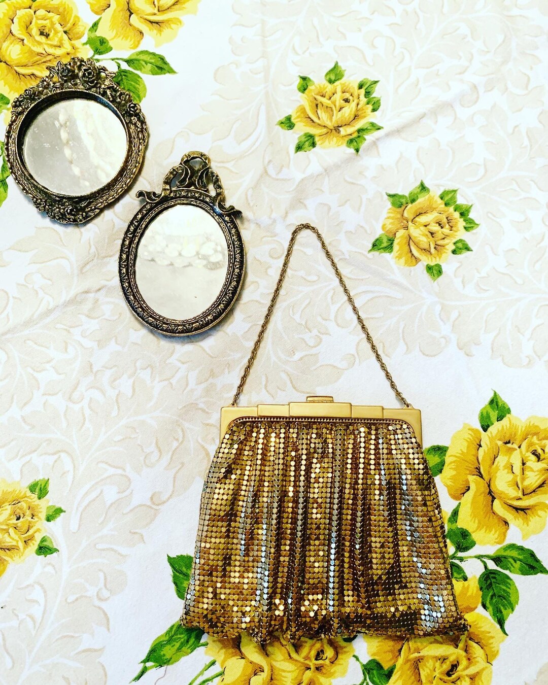 Vintage Gold Mesh Purse, Flapper 20s Handbag, Evening Bridal Purse ...