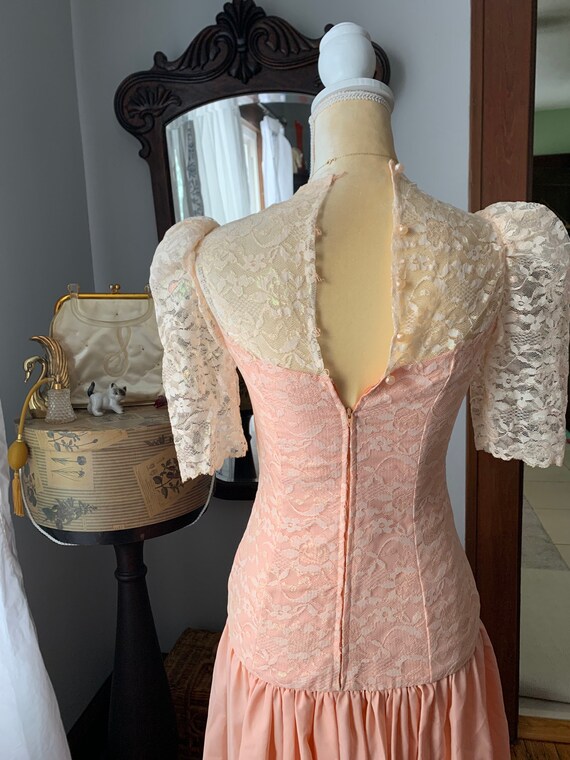 Vintage Blush Peach Formal Dress, 80s Peachy Pink For… - Gem