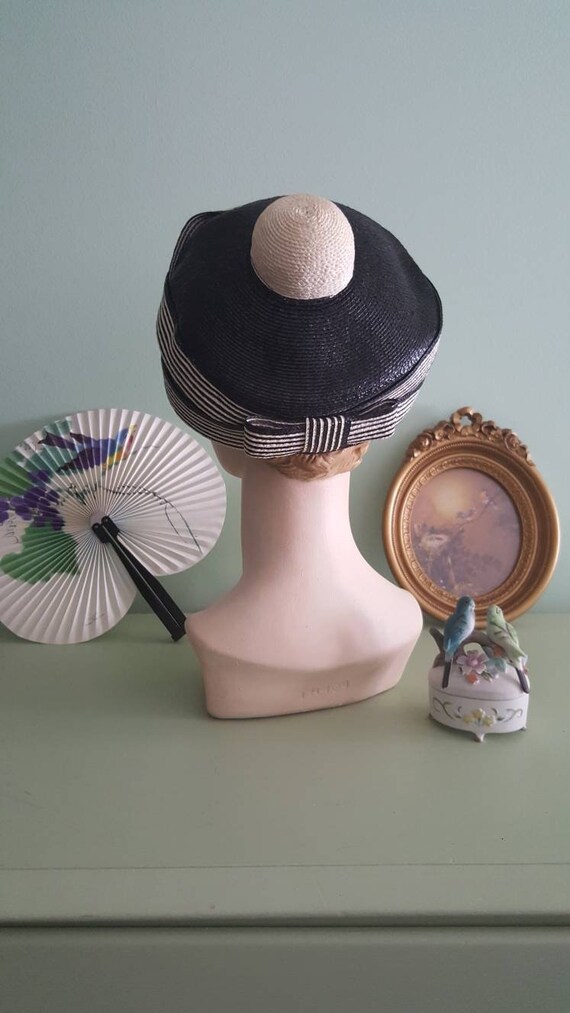 50s Mr John Hat Bump on the Noggin, 1950s Navy Blue S… - Gem