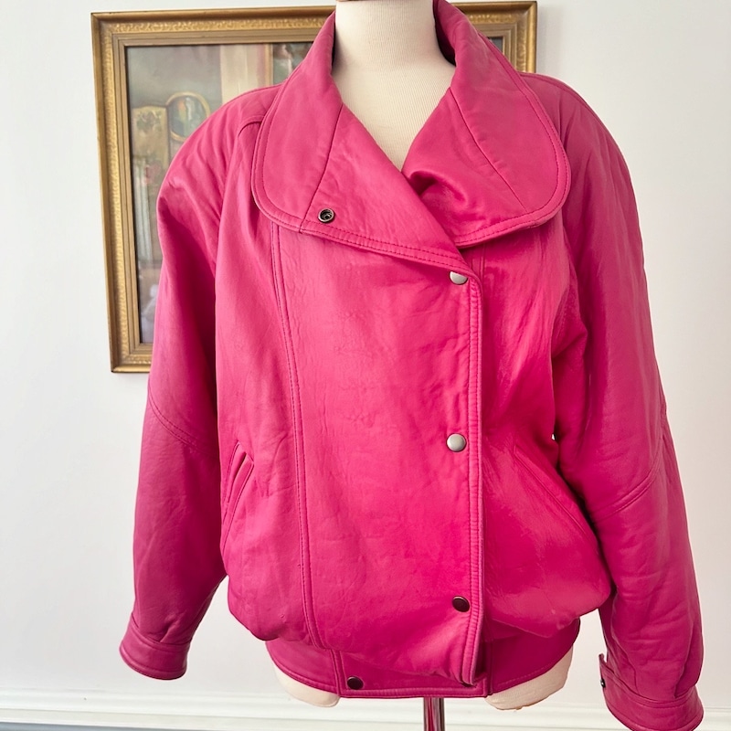 Pink Leather Jacket - Etsy