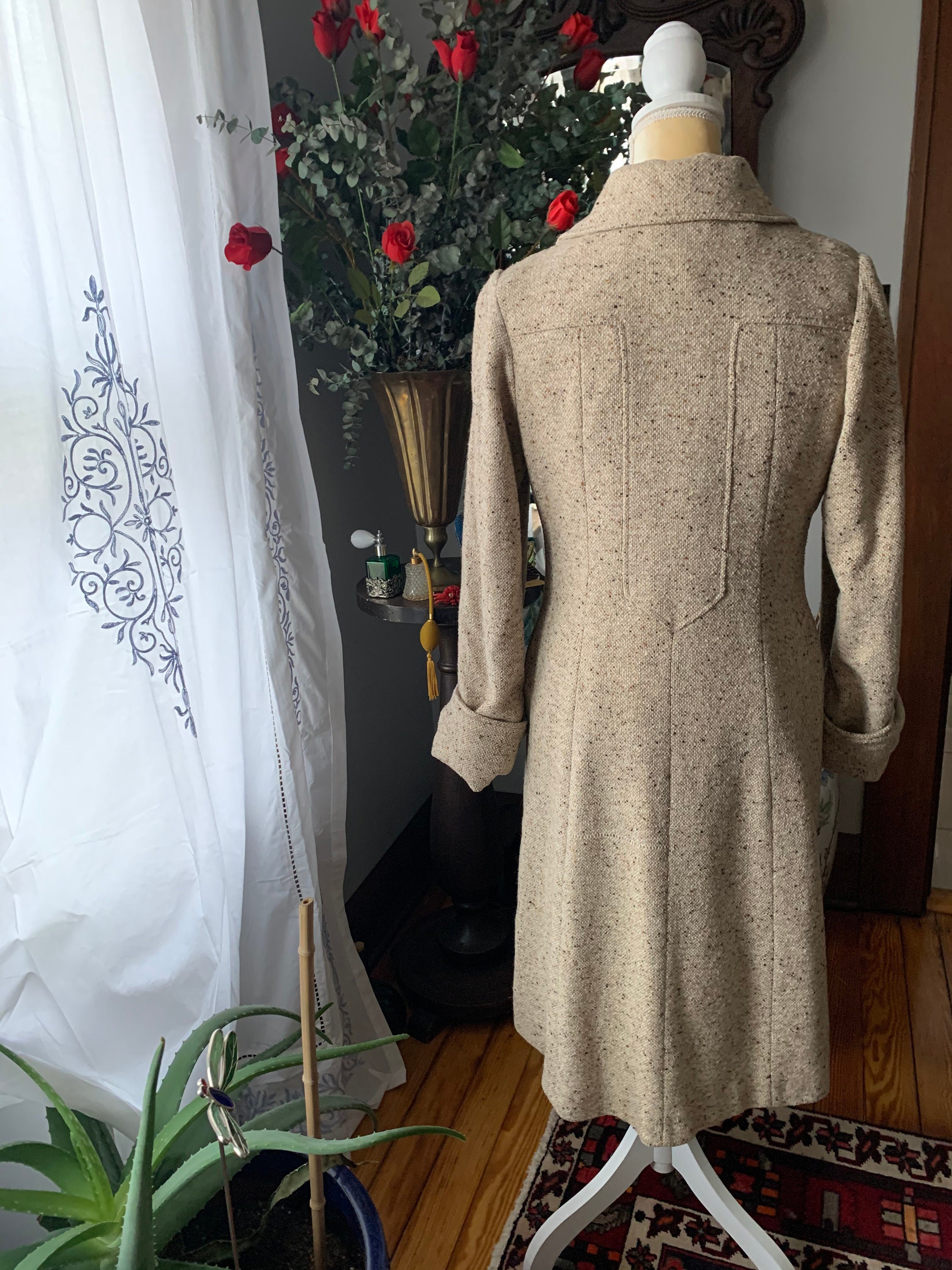 Vintage Wheat Tweed Coat Vintage Cream Flecked Coat 70s | Etsy