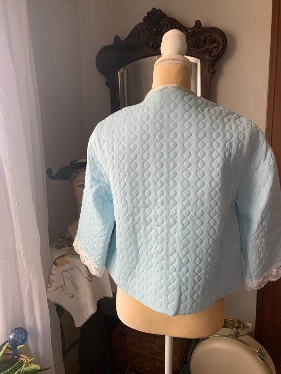 1960s Blue Nylon Quilted Bed Jacket, 50s Blue Quilted… - Gem