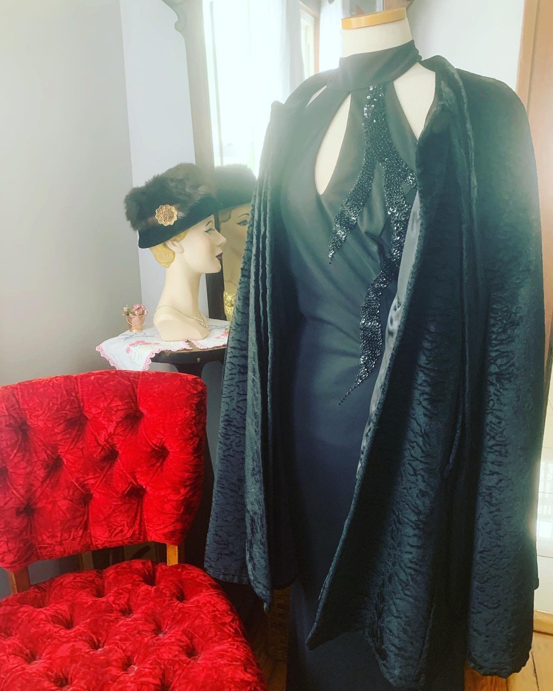 Vintage Black Velvet Cape, 1960s Black Velour Cape, 60s Black Cape ...