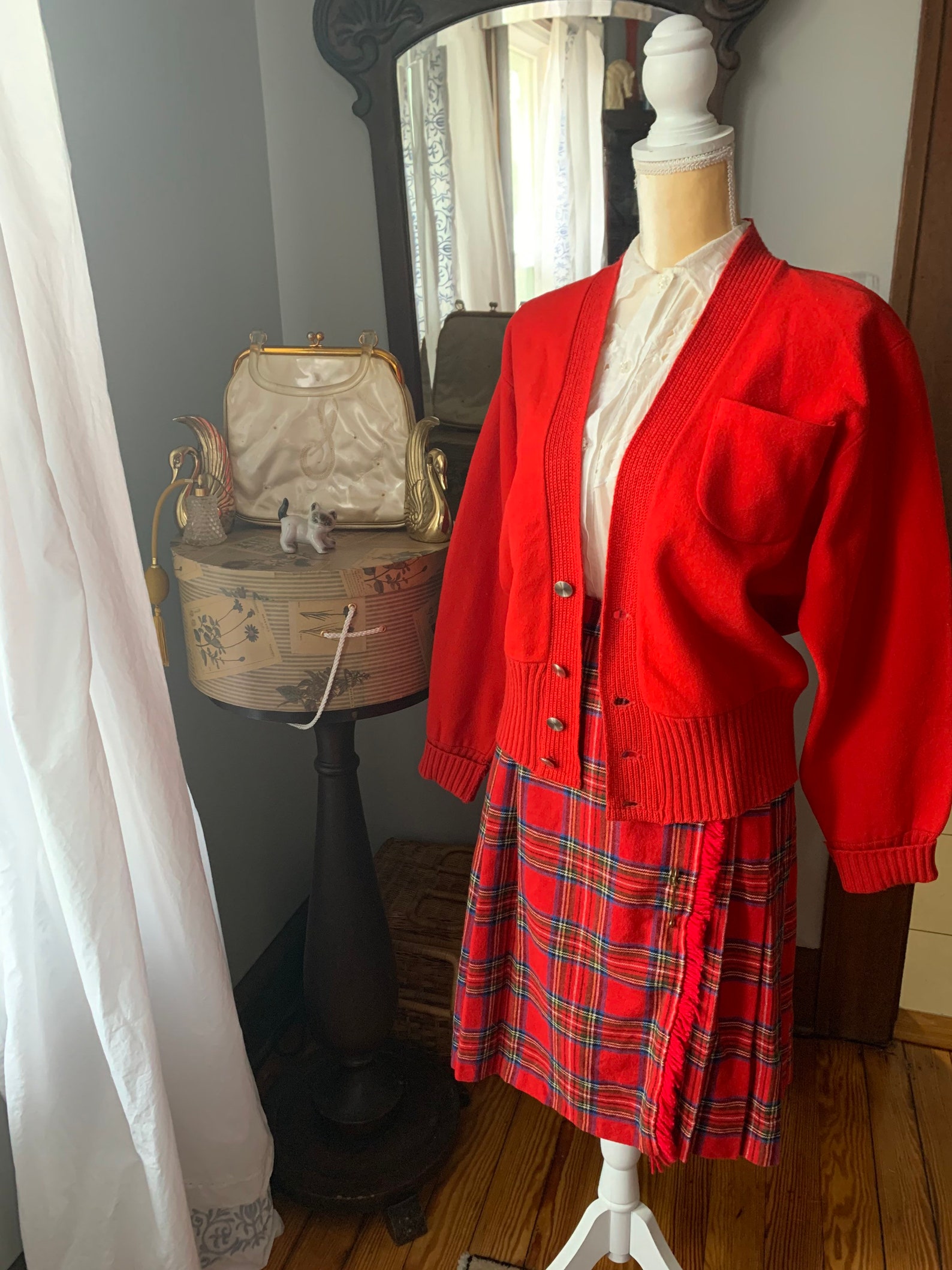 50s Red Rugby Cardigan Vintage Red Mens Cardigan 40s Red - Etsy