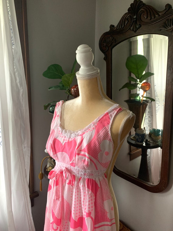 60s Suzy Star Nightgown, Psychedelic Pink Dress, Vint… - Gem