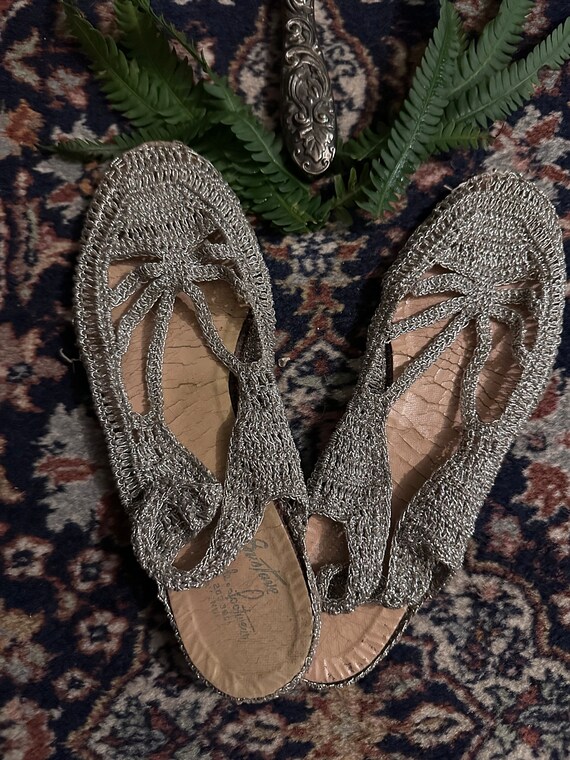 Vintage Gustave Silver Mesh Shoes, Art Deco Dance Sho… - Gem
