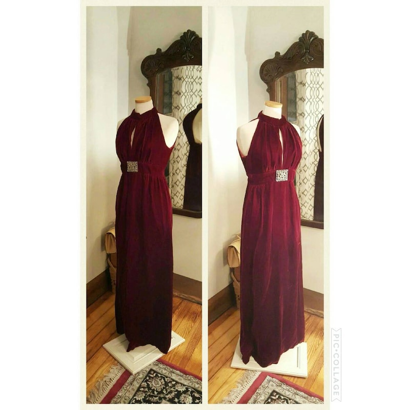 Burgundy Velvet Dress - Etsy Canada