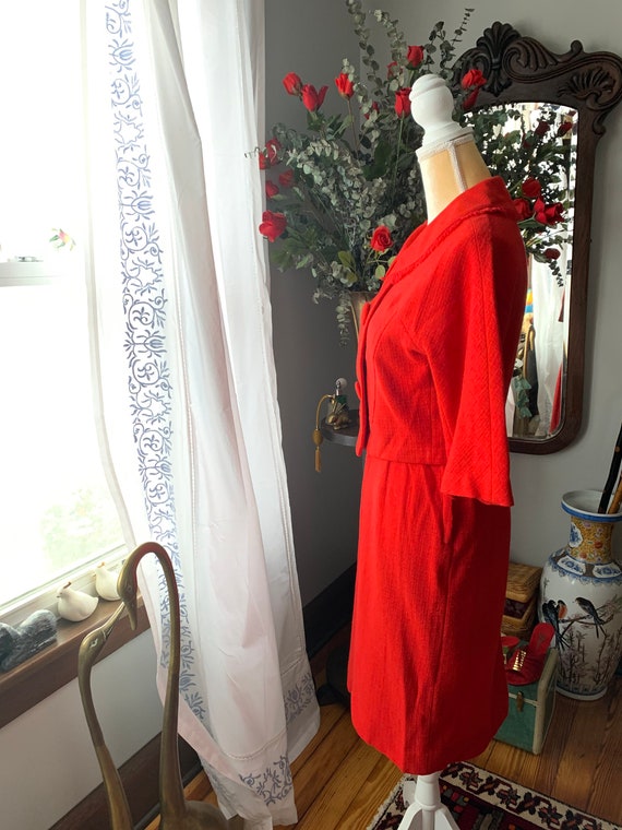 60s Red Suit, 60s Red Wool Suit, Size Small 60s Dress… - Gem