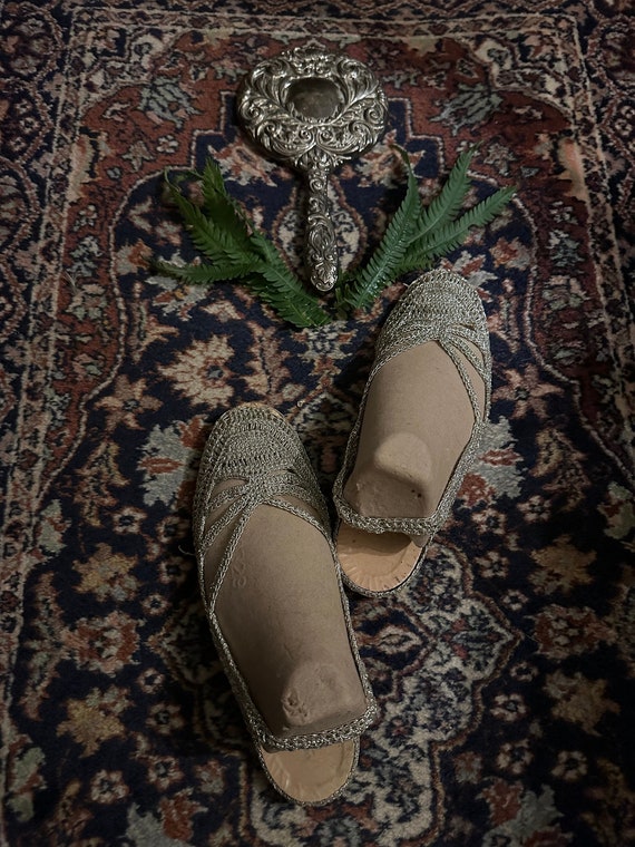 Vintage Gustave Silver Mesh Shoes, Art Deco Dance Sho… - Gem