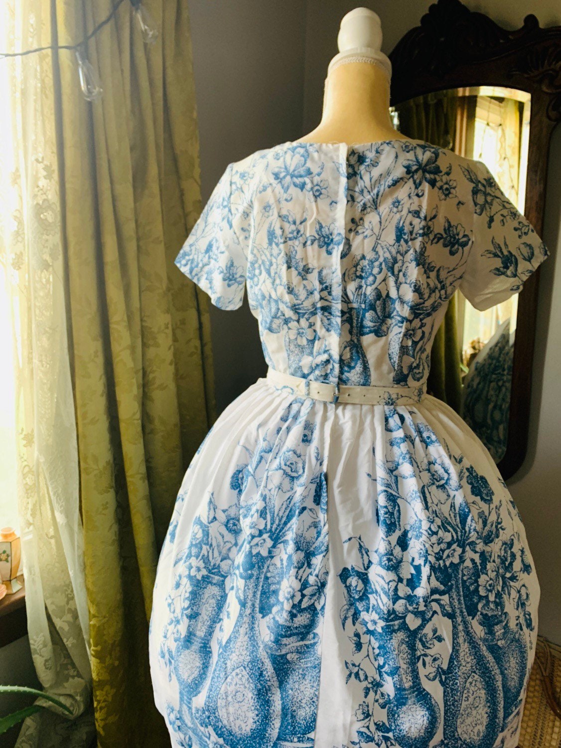 50s Toile Dress 50s Blue Toile Dress 50s Spring Dress - Etsy