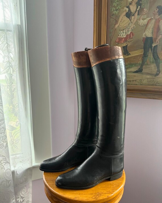 Antique Riding Boots With Wooden Boot Trees, Victoria… - Gem